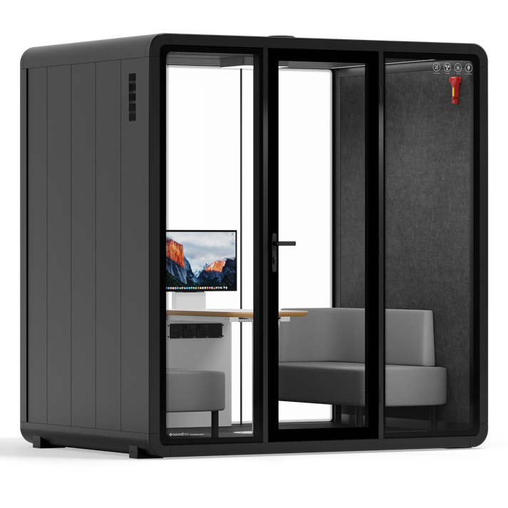Quell+ 4 Person Office Pod | Soundproof Meeting Booth | Soundbox Store