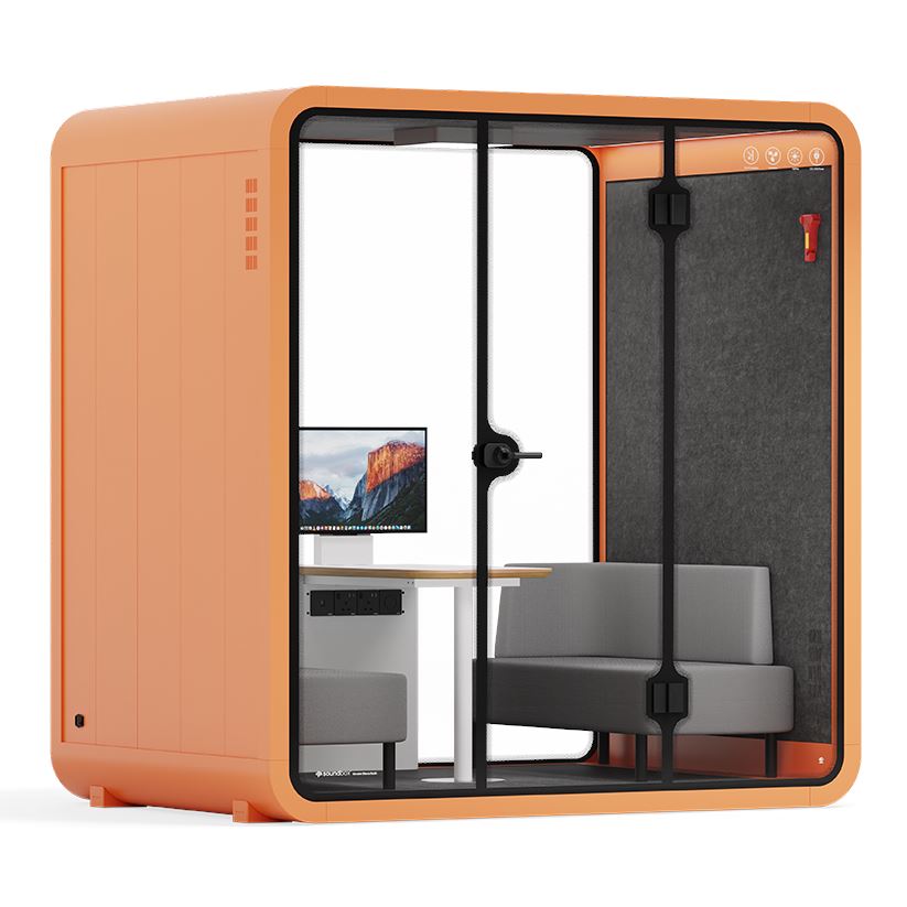 Soundproof Office Pod QUELL 4 | Soundbox Store Products - Orange / Dark ...
